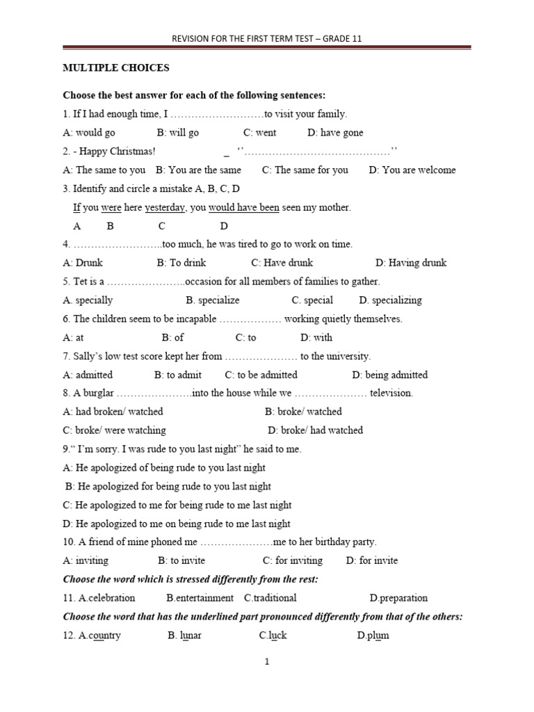 Grade 11 Test Revision | PDF | Halloween | Human Overpopulation