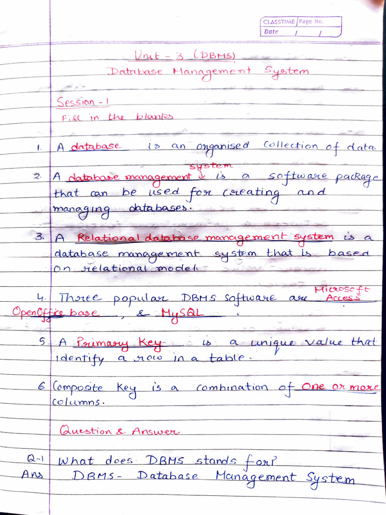 31 AUG IT GR X Unit 3 DBMS | PDF | Relational Database | Databases