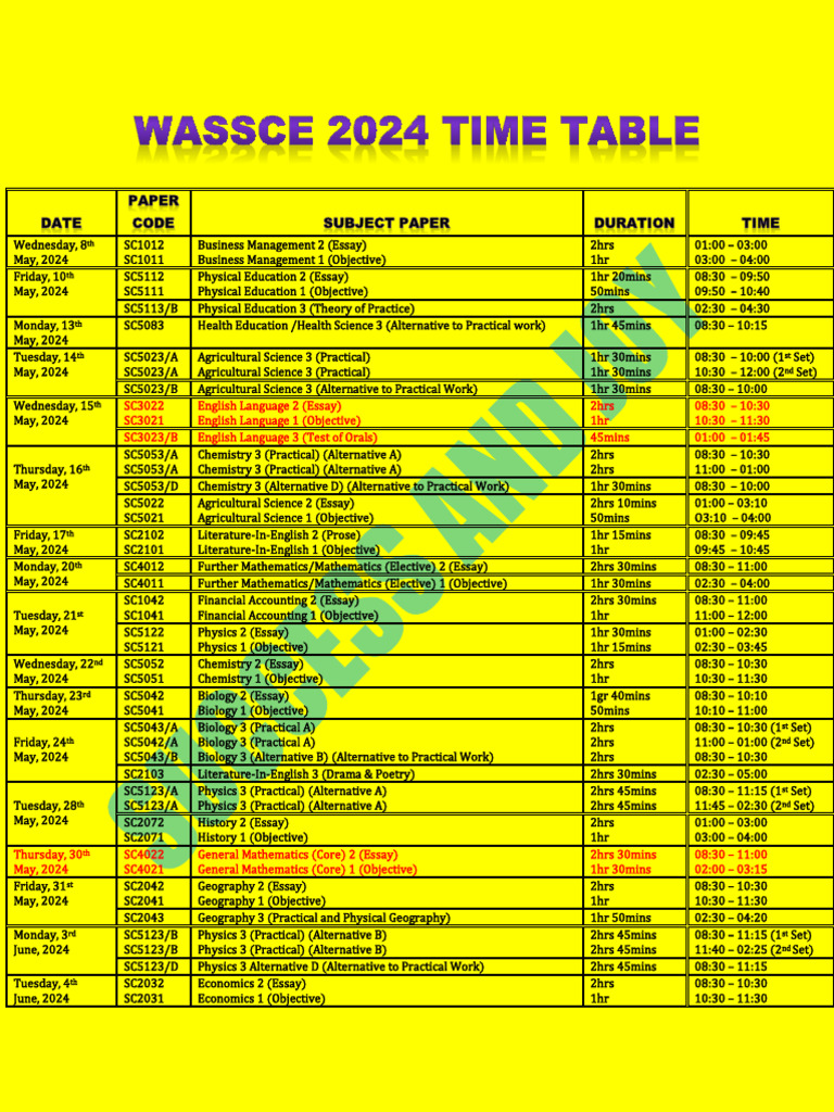 Exam Schedule for Students | PDF | Science