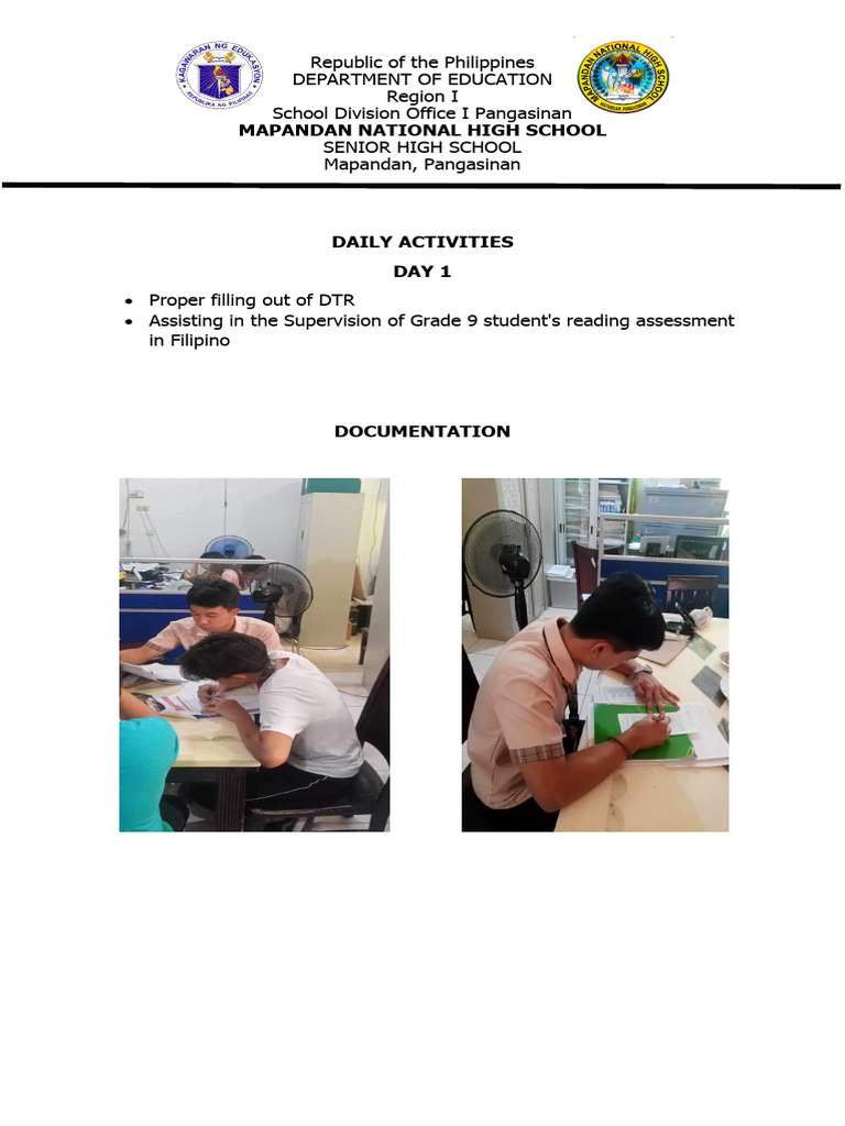 Work Immersion Daily Activities Log | PDF