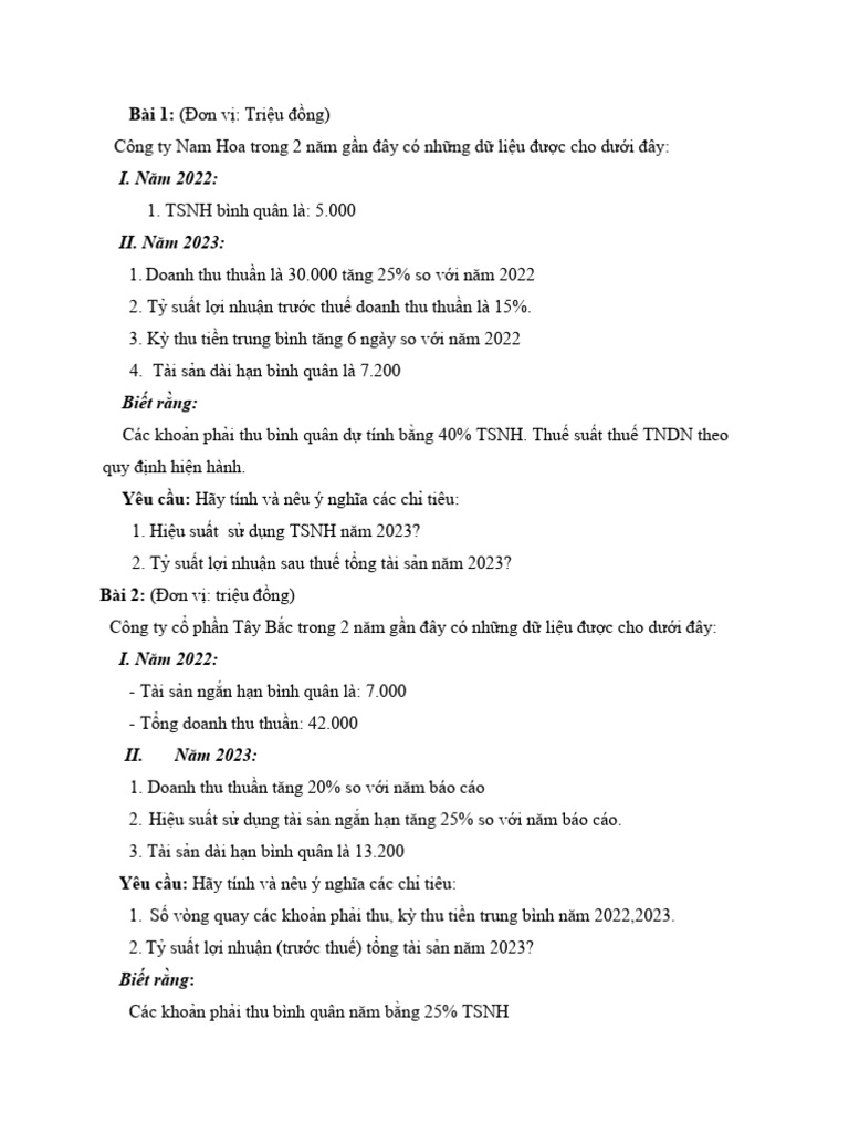 Bài tập chương PTTC | PDF