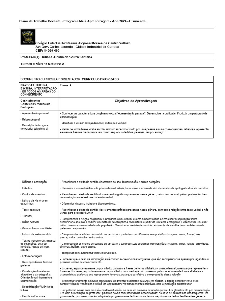 Planejamento - PMA 2024 | PDF | Discurso | Palavra