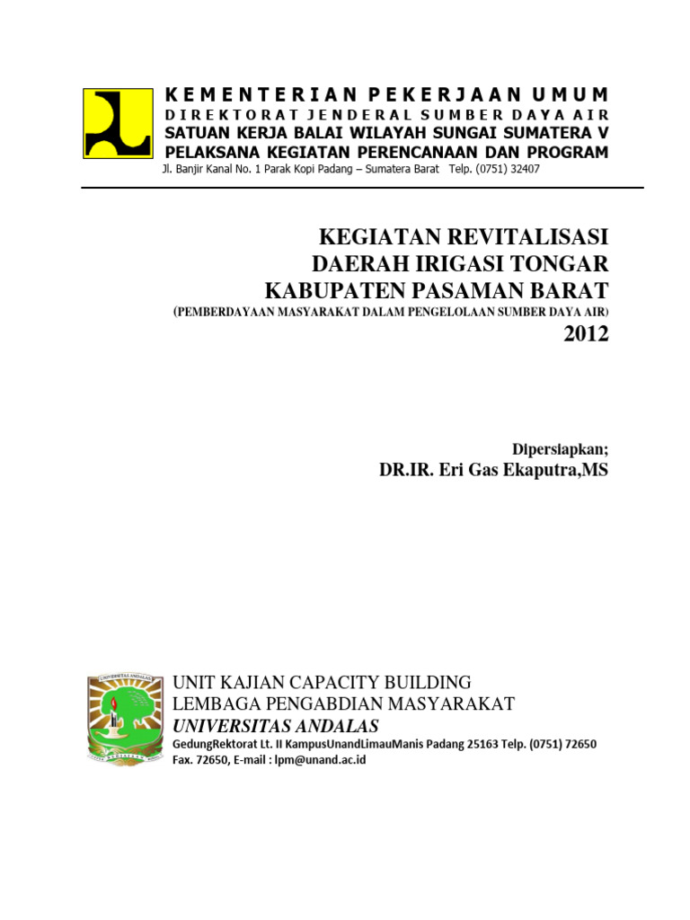 Revitalisasi Daerah Irigasi Tongar | PDF