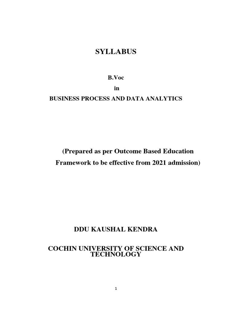B.Voc Business Process & Data Analytics Syllabus | PDF | Matrix (Mathematics) | Linear Map