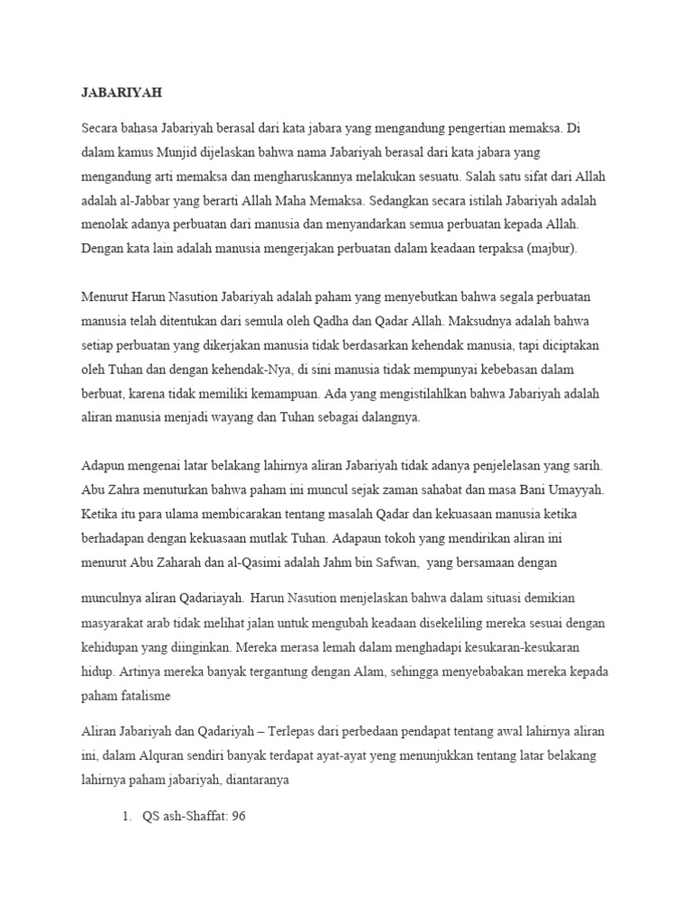 JABARIYAH Qadariyah | PDF