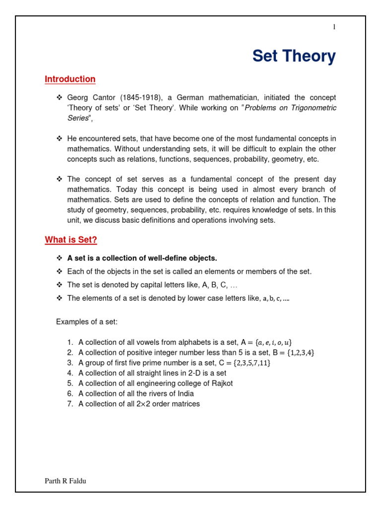 Set Theory | PDF | Set (Mathematics) | Numbers