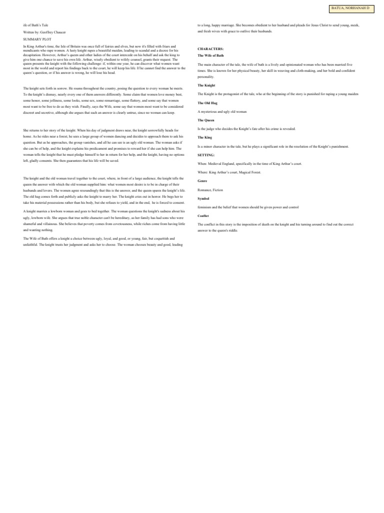 Wife of Bath | PDF | Fairy Tales