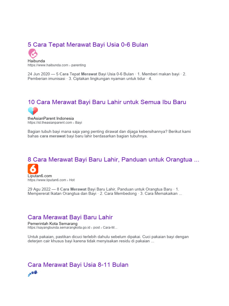 Panduan Merawat Bayi Usia 0-6 Bulan | PDF | Pengembangan Diri ...