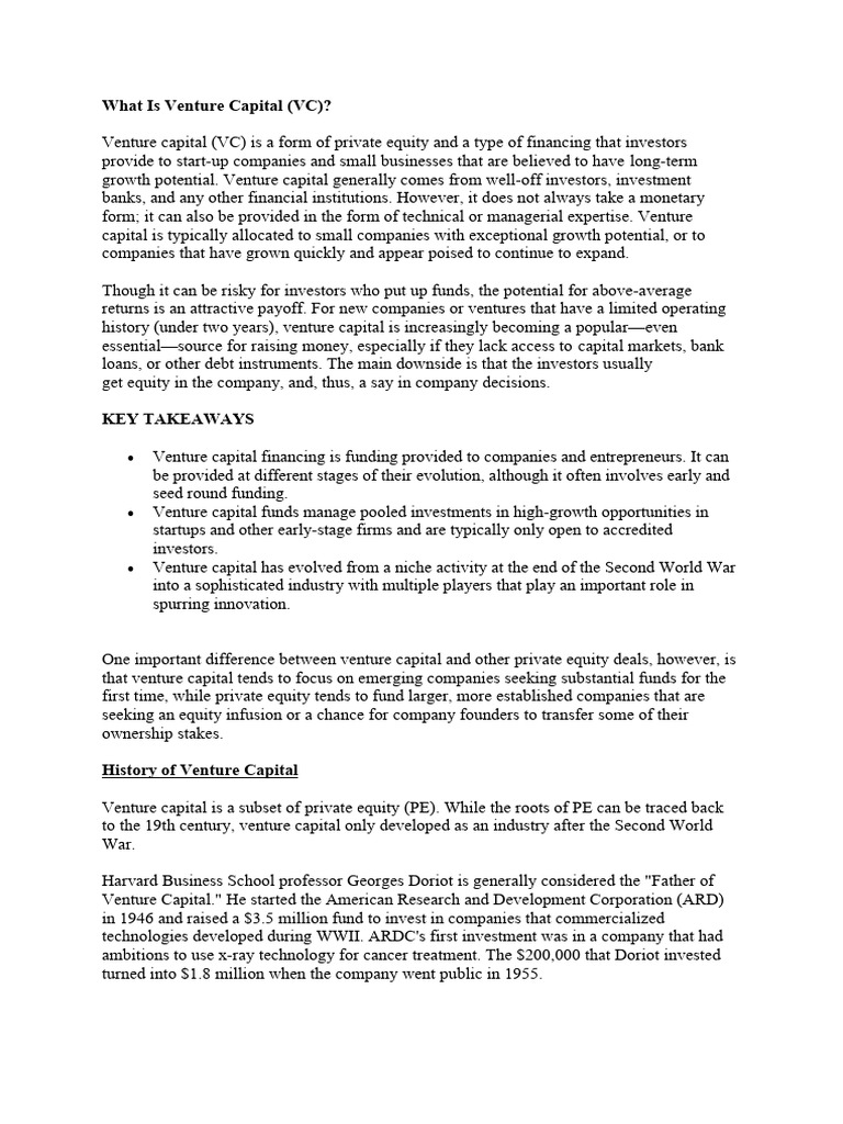 Venture Capital | Download Free PDF | Venture Capital | Corporate Finance