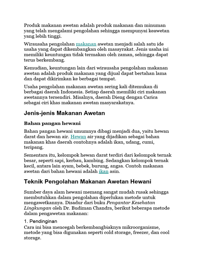 Contoh Makanan Awetan Hewani | PDF
