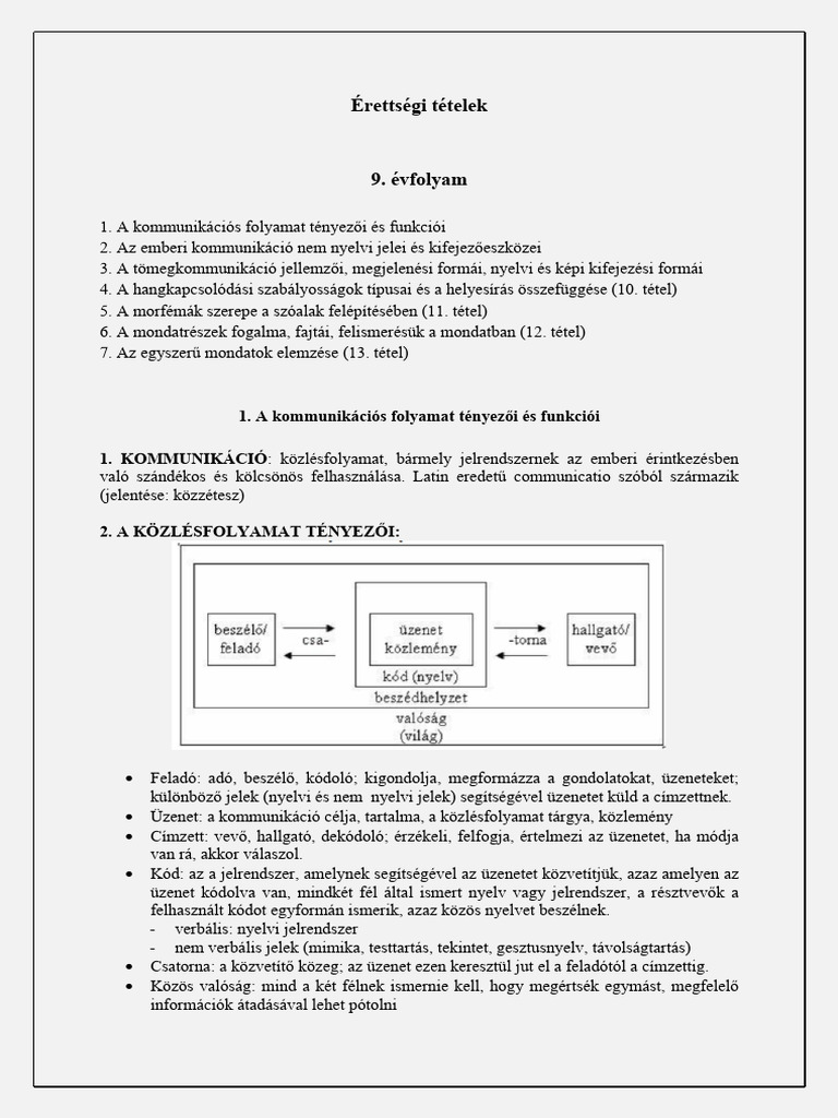 Nyelvtan Tételek-Legjobb | PDF