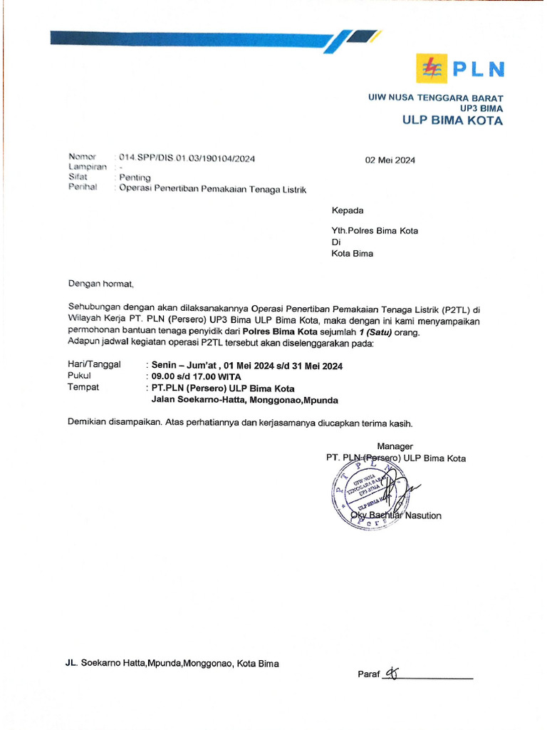 Surat Kepolisian p2tl Mei 2024 | PDF