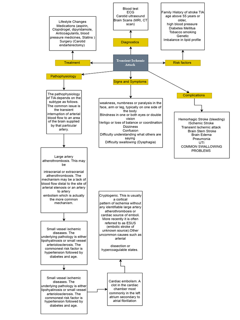 Concept Map Transient Ischemic Attack - Drawio 1 | PDF | Stroke | Causes Of Death