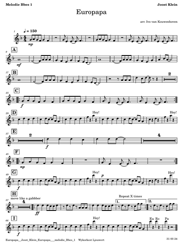 Europapa Joost Klein Europapa Melodie Bbes 1 | PDF