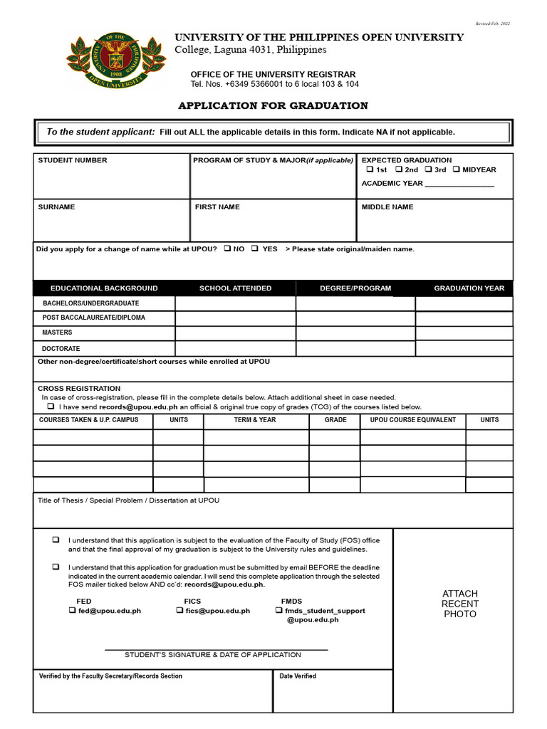 Application For Graduation - Edited 2 22 2022 1 | PDF | Thesis ...