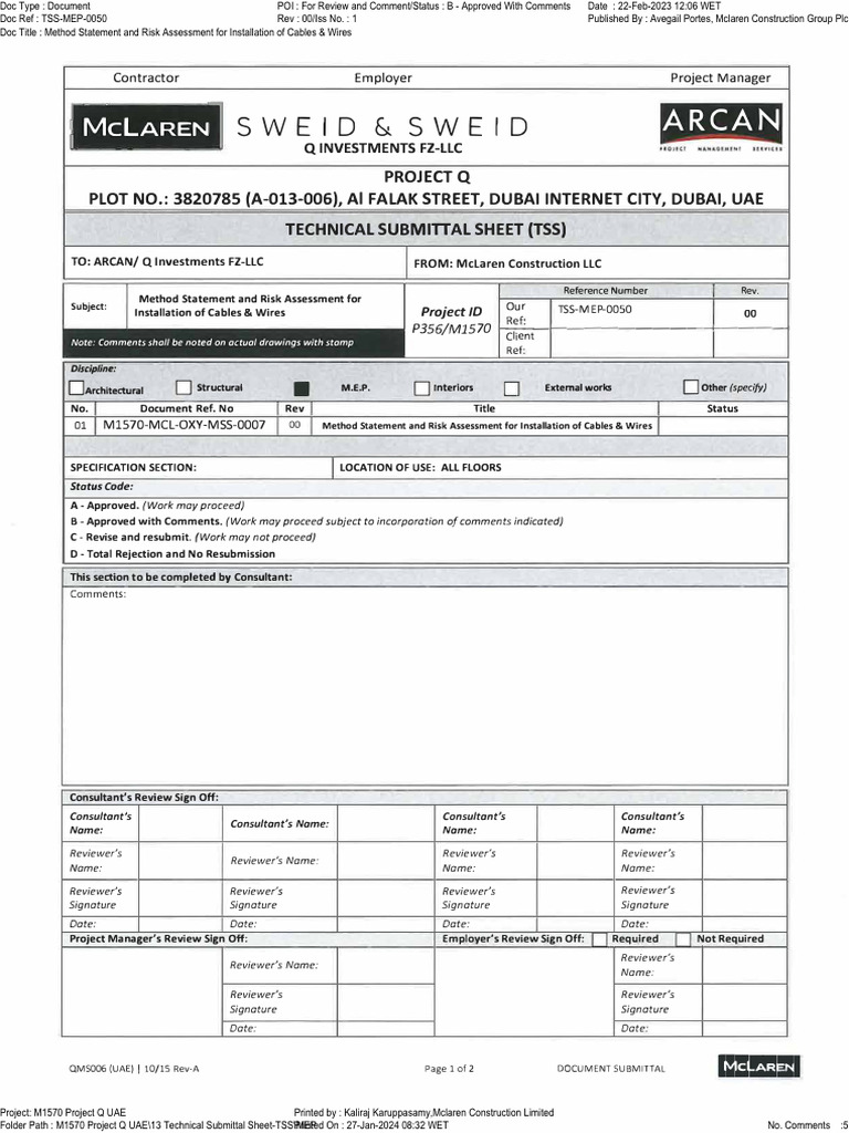 TSS-MEP-0050 - Ver1 - Markups | PDF