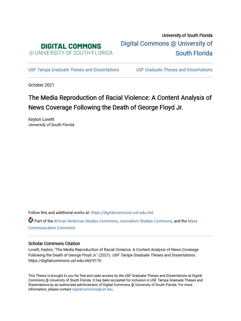 The Media Reproduction of Racial Violence - A Content Analysis of | PDF ...