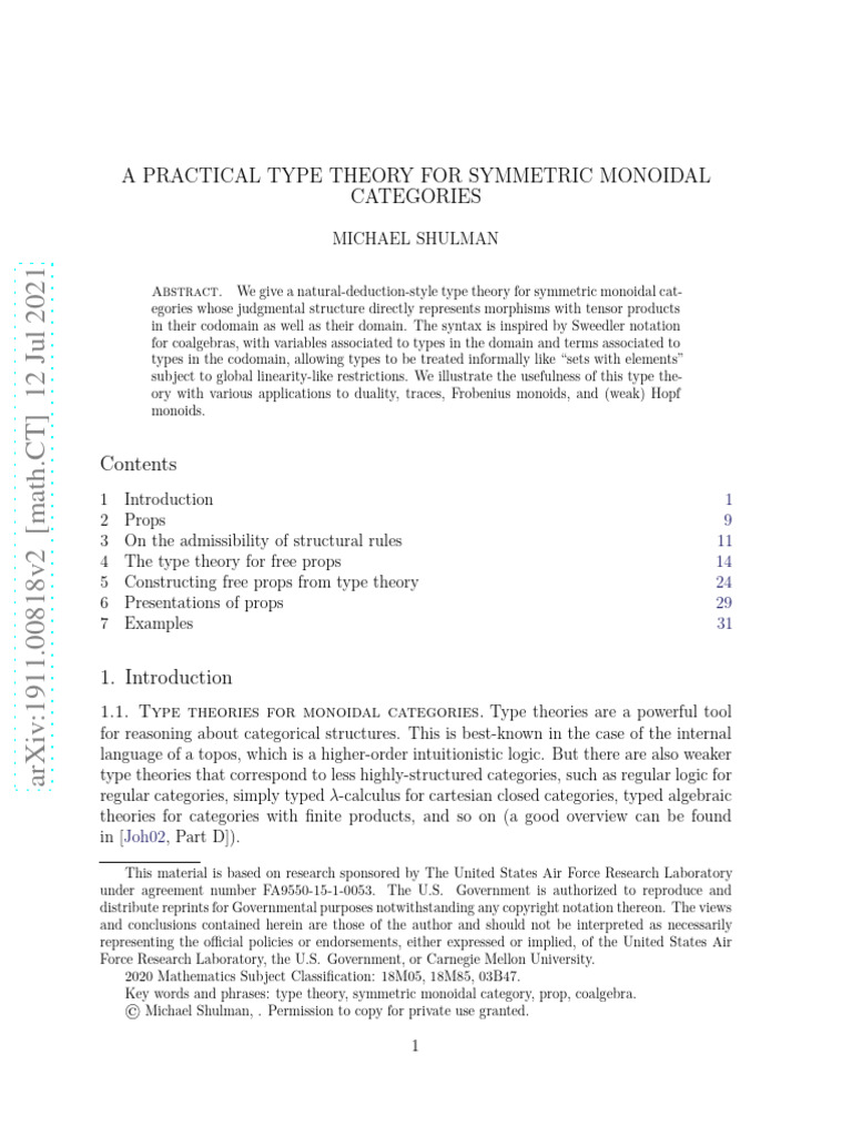 A Practical Type Theory For Symmetric Monoidal Cathegories | Download ...