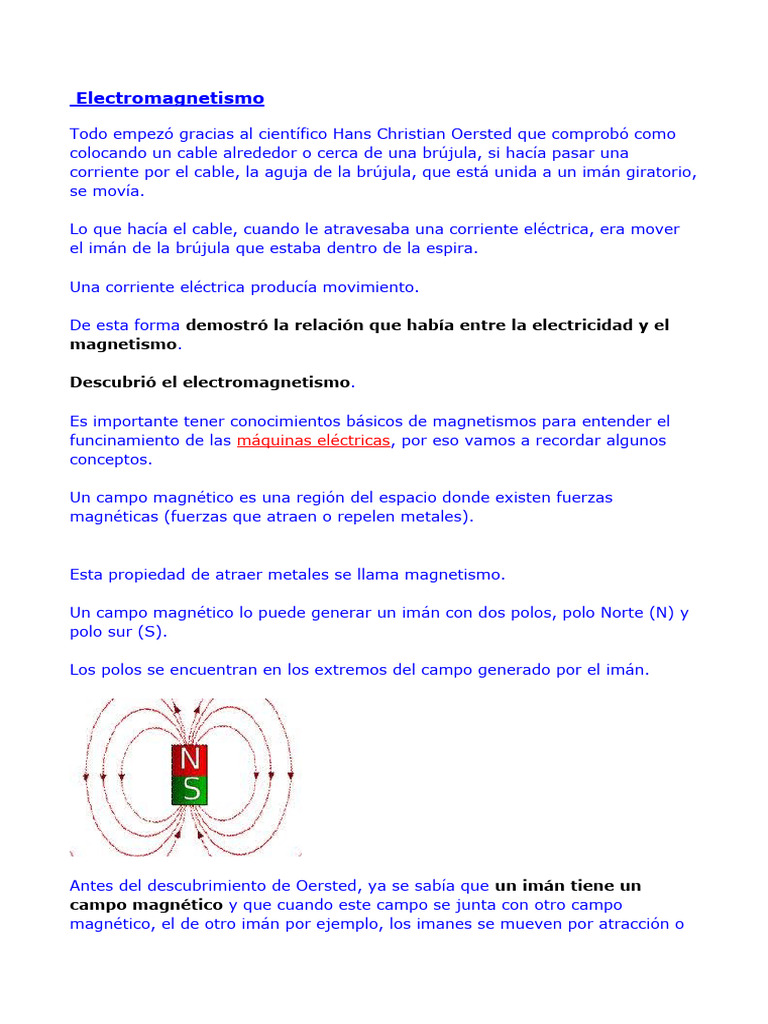 Introducción al Electromagnetismo y Motores | PDF | Imán | Campo magnético