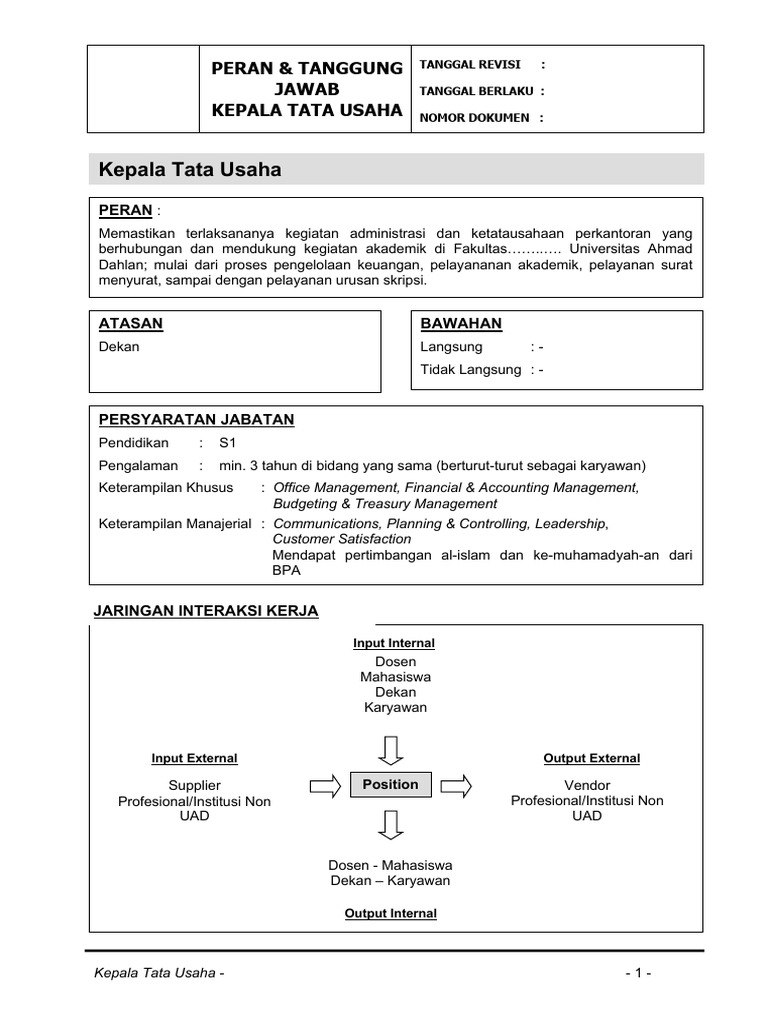 Contoh Template Job Des Dan Job Specs | PDF