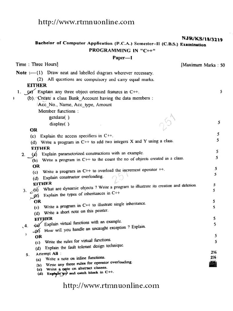 Bca 2 Sem Programming in CPP 2018 | PDF