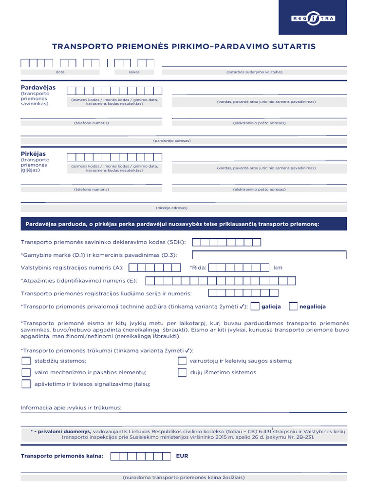 Pirkimo Pardavimo Sutarties Forma | PDF