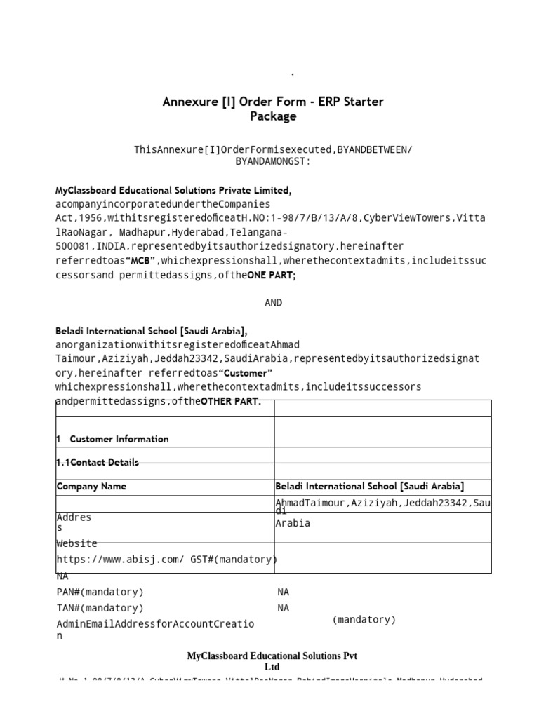 Beladi International School - ERP Starter Package - 1 | PDF | Business