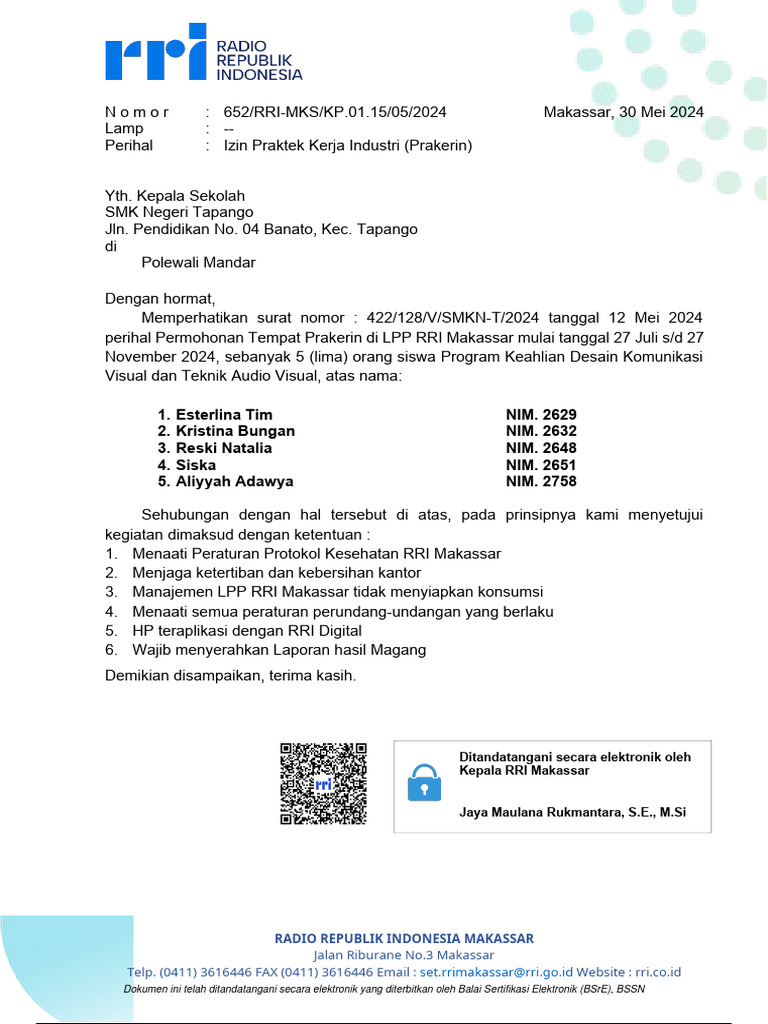 652 Rri-Mks KP.01.15 05 2024 | PDF