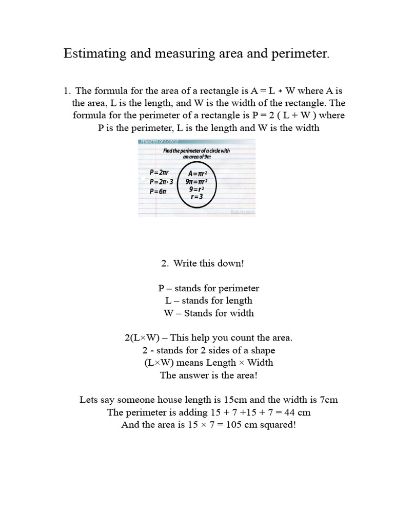 Area and Perimeter Formulas Explained | PDF