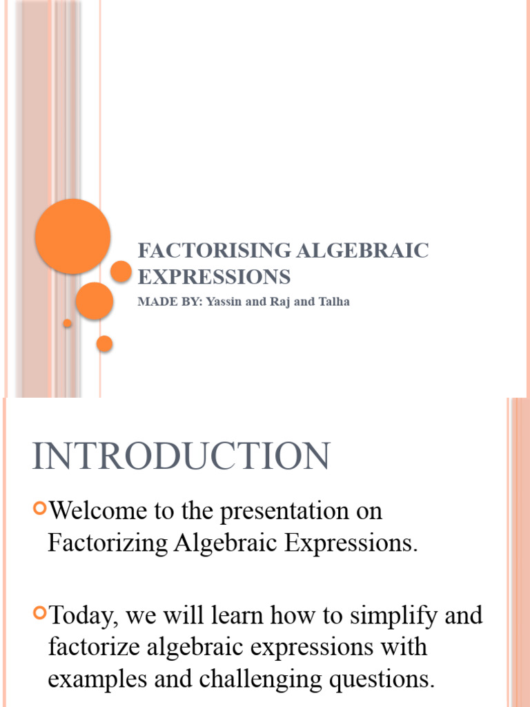 Factorising Algebraic Expressions | PDF