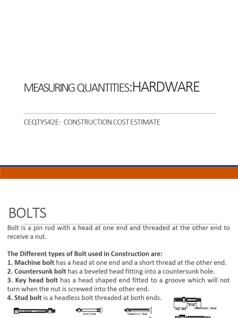 HARDWARE Measuring Quantities | Download Free PDF | Screw | Metalworking