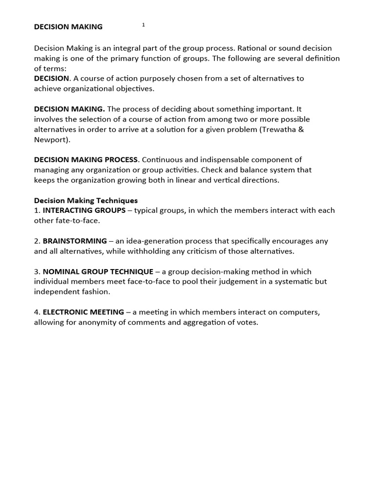Decision Making Cwts | PDF | Decision Making | Consensus Decision Making
