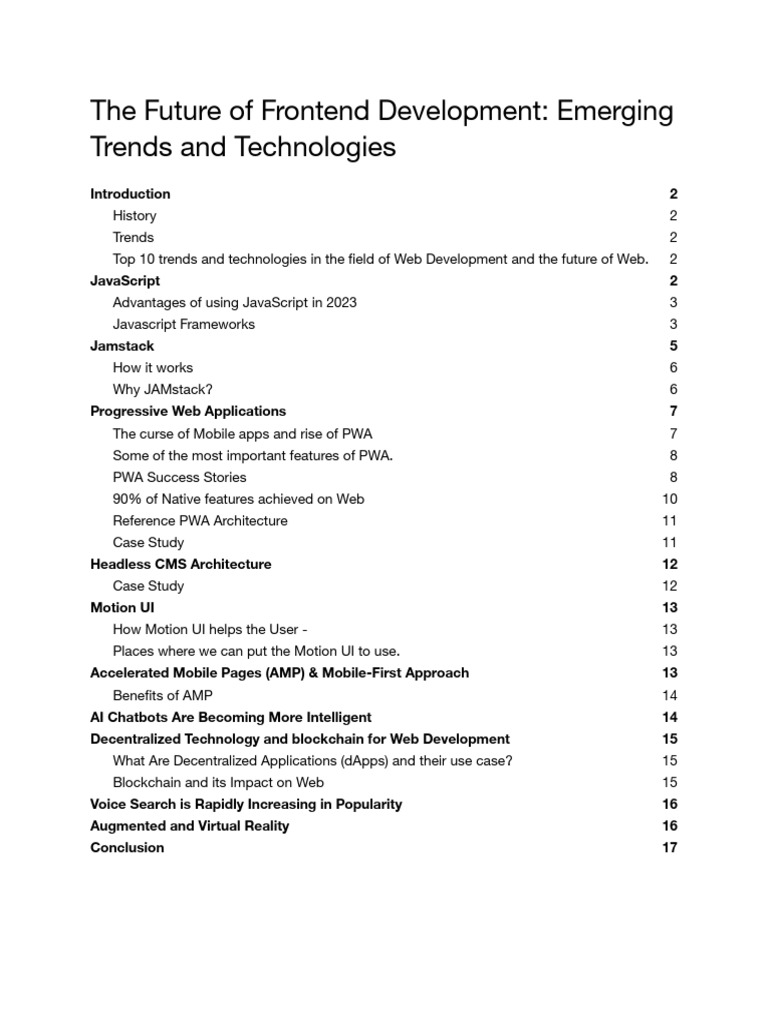 The Future of Frontend Development - Emerging Trends and Technologies ... The Future of Frontend Development - Emerging Trends and Technologies ...