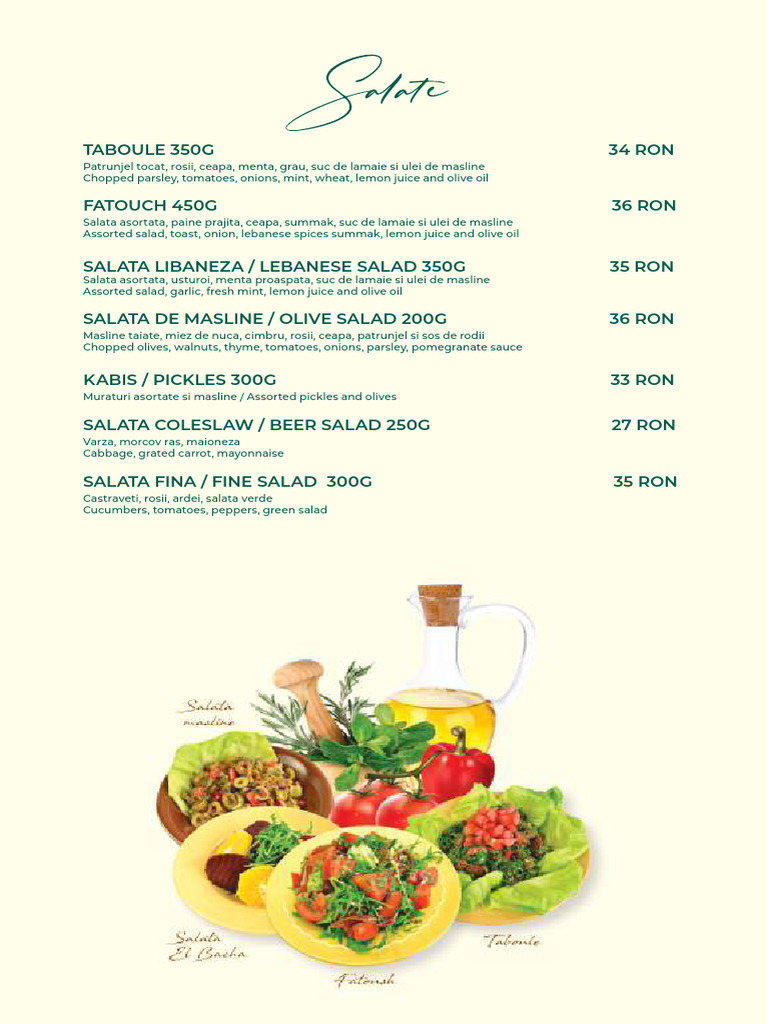 Meniu El Bacha | Download Free PDF | Kebab | Salad