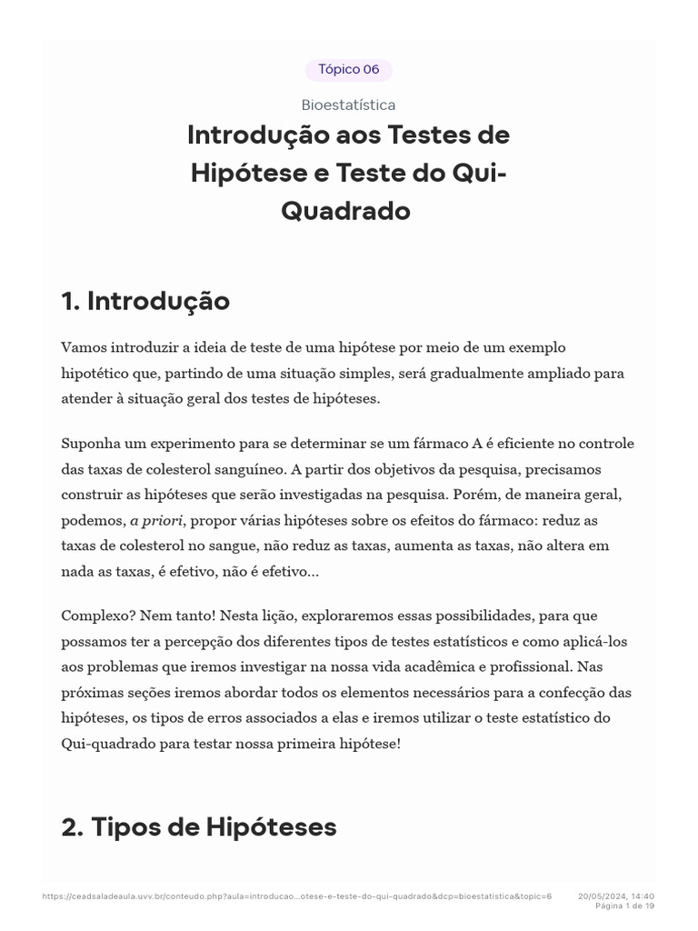 Introdução ao Teste do Qui-Quadrado | PDF | Significado estatístico ...
