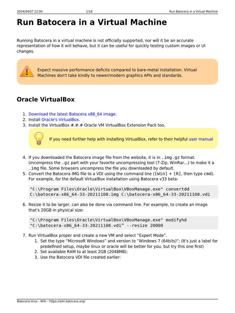 Run Batocera in VirtualBox & Qemu | PDF | Computing | Computer Hardware