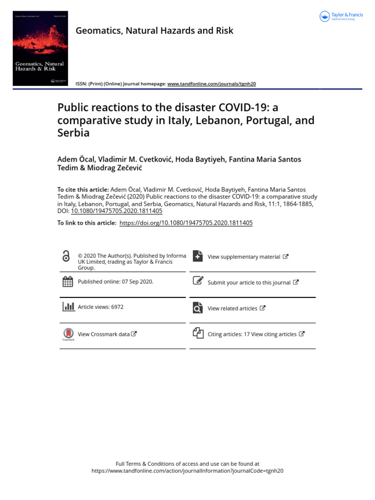 Public Reactions To The Disaster COVID-19 A Comparative Study in Italy ...