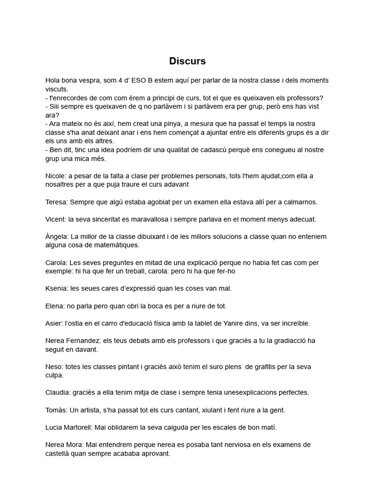 Discurs Graduació | PDF