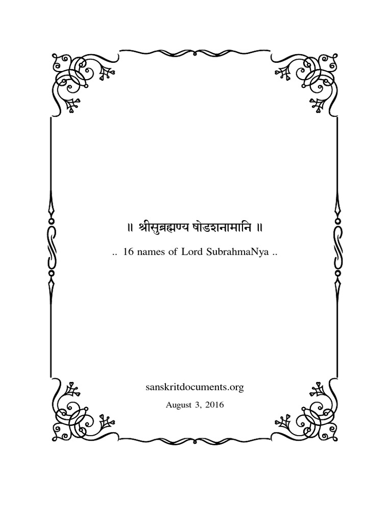 16 Names of Lord Subrahmanya | PDF | Hindu Literature | Hindu Mythology