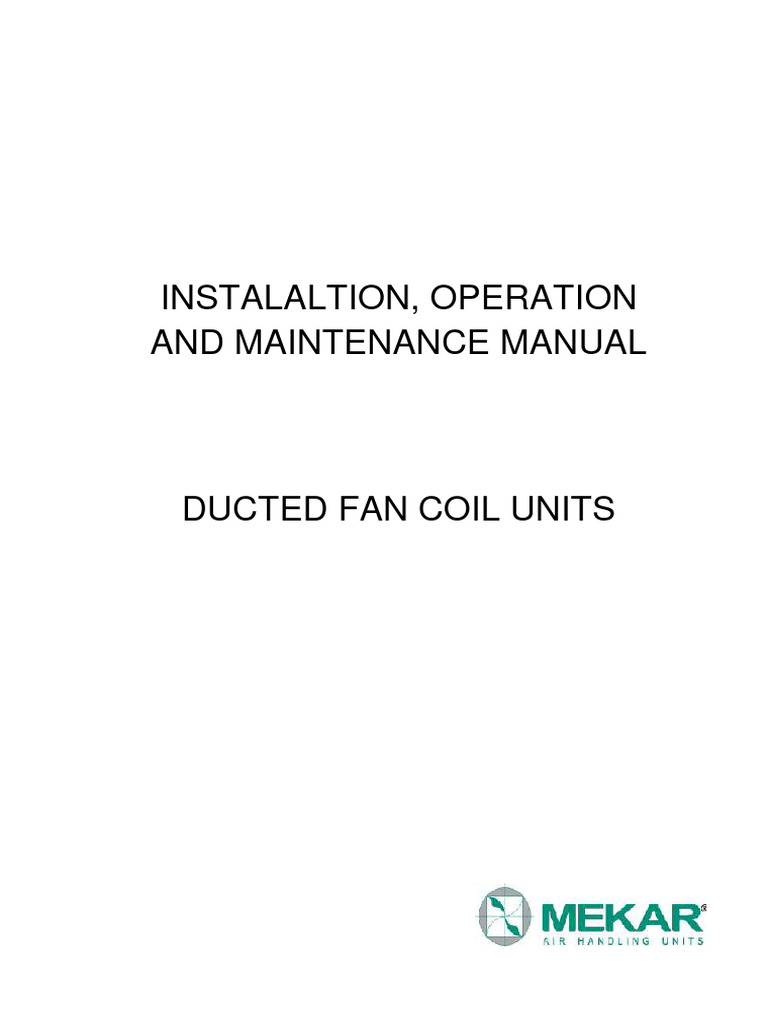 09MK IOM Manual | PDF | Duct (Flow) | Electrical Wiring