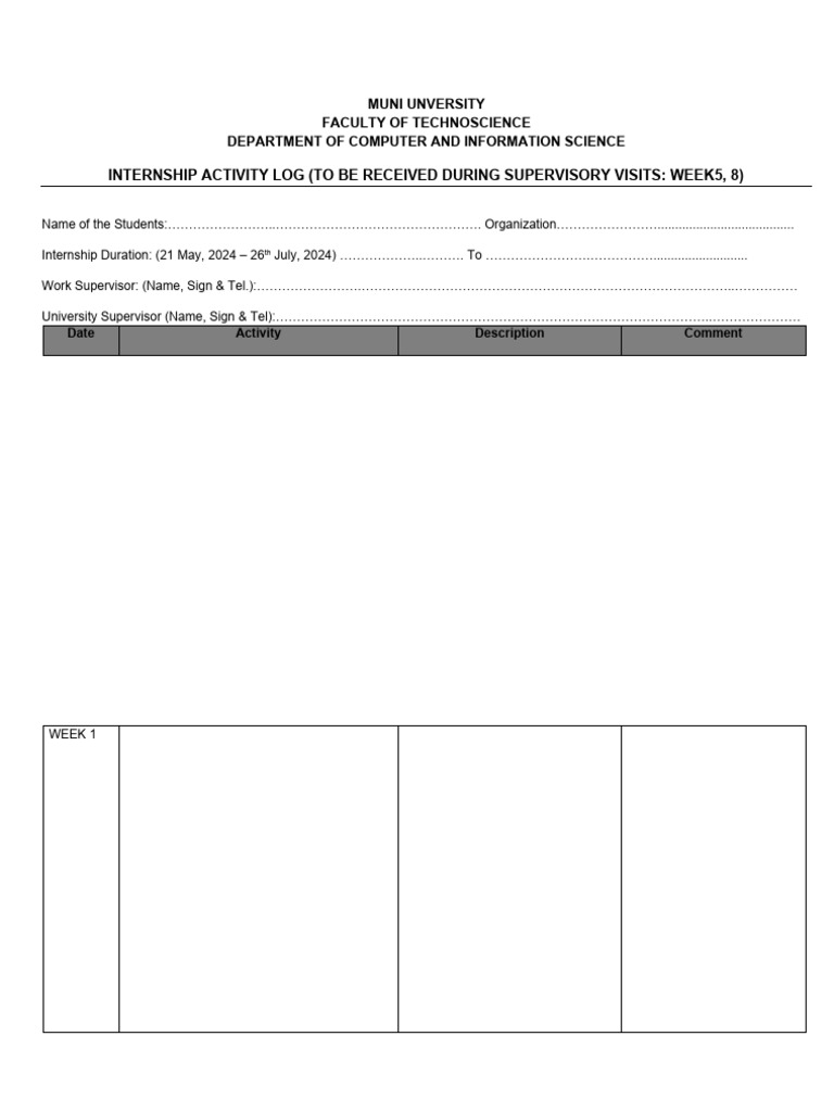 Internship Activity Log | PDF | Art | Computers