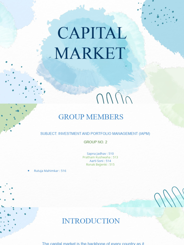 Capital Market Group 2 IAPM PPT Sem 5 | PDF | Financial Capital | Investing