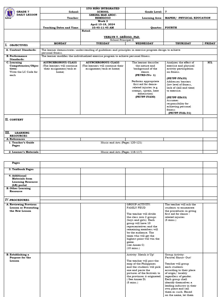 PE - Week 1 | PDF | Teachers | Learning