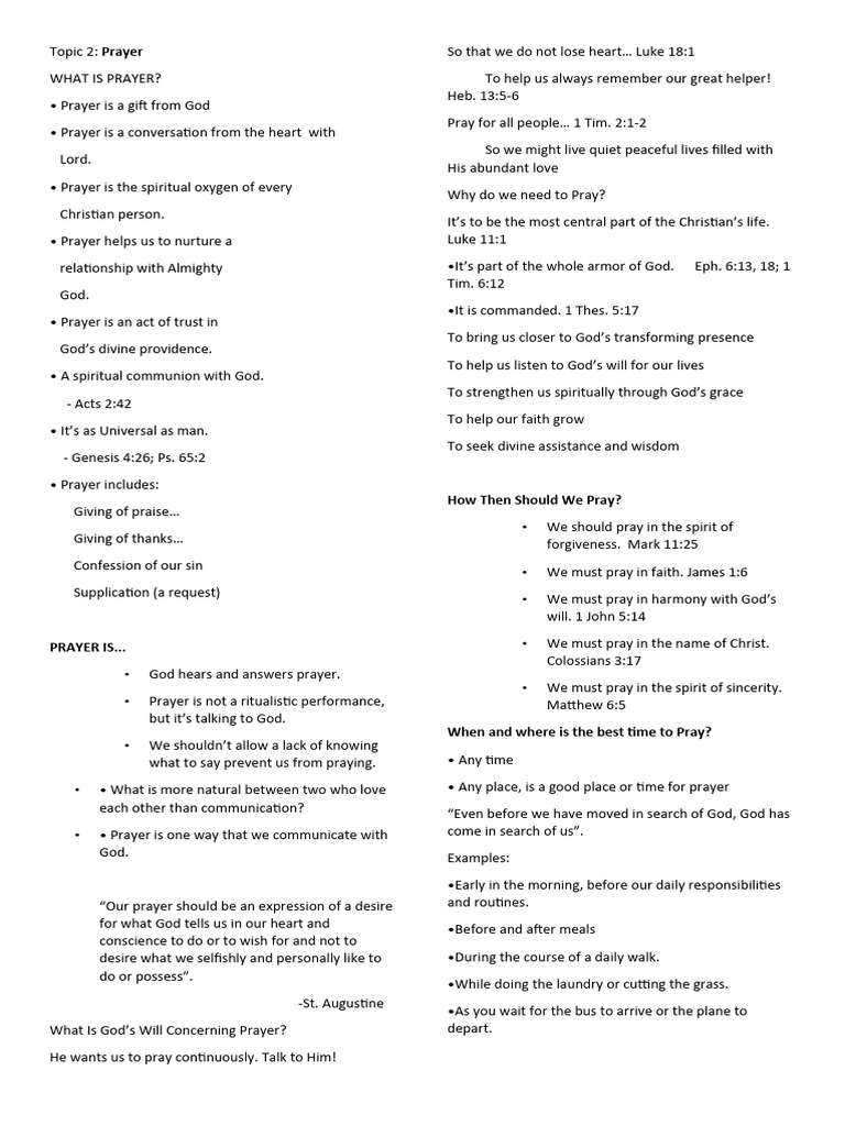 Prayer and Worship Handouts | Download Free PDF | Christian Meditation ...