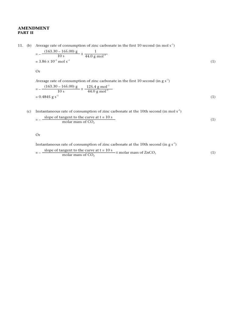 2014 Chem Mock Exam Solution - Amend (E) | PDF
