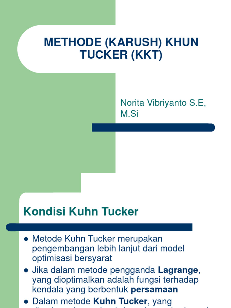 Khun Tucker | PDF | Metode & Bahan Ajar | Komputer