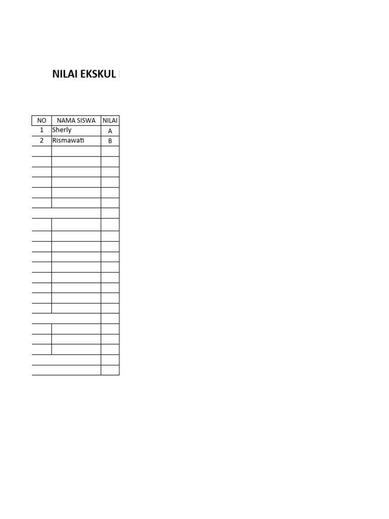Nilai Ekskul Bahasa Inggris Kelas 7,8,9 | PDF | Karier & Perkembangan | Seni & Disiplin Bahasa