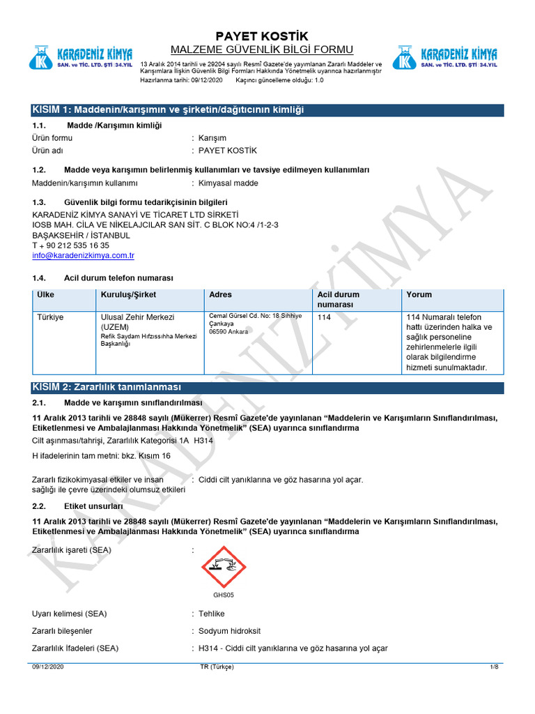 Kostik MSDS | PDF