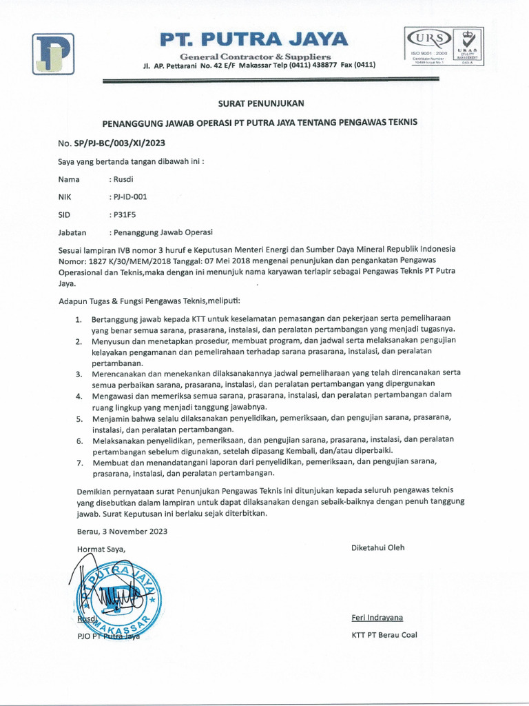 Surat Penunjukan | PDF