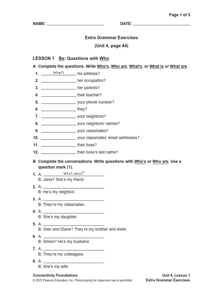 CTY0 Extra Grammar Exercises Unit 4 | PDF | Languages | Foreign Language Studies